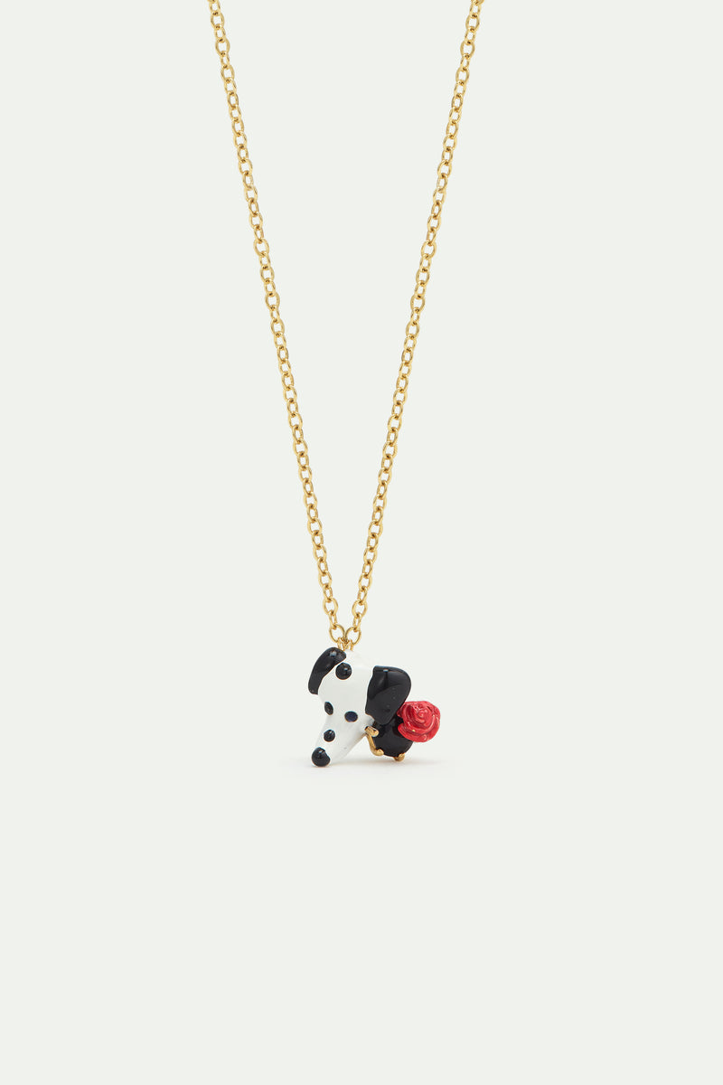 Les Néréides Loves Animals - Black and White Dalmatian Head with Rose