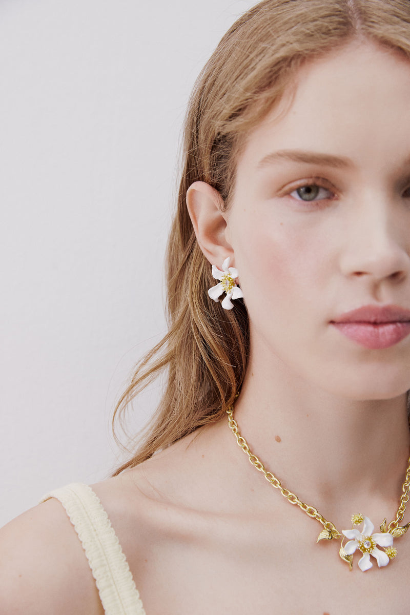 Large White Clematis Flower Post Earrings – Les Néréides