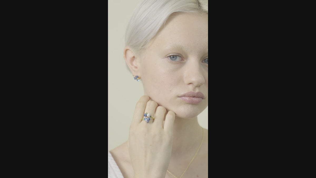 Blueberry and Round Stone Adjustable Ring – Les Néréides