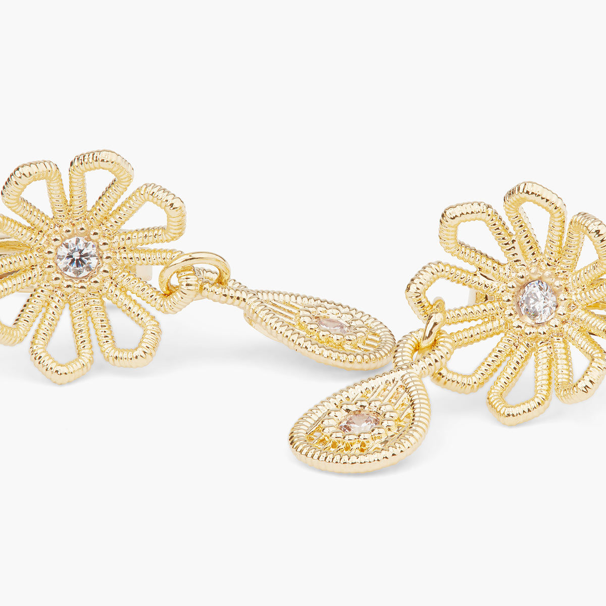 Gold Thread Flower Sleeper Earrings – Les Néréides
